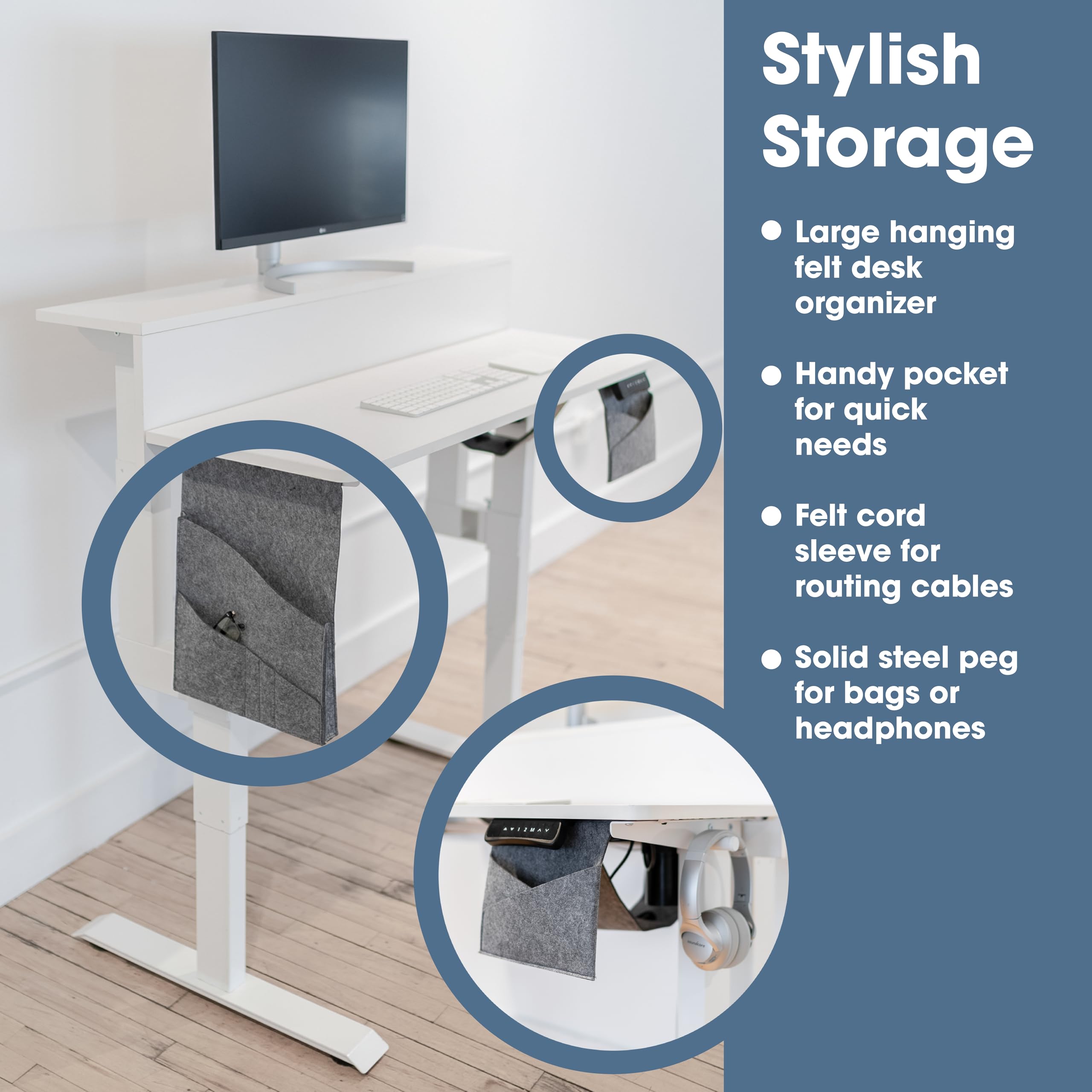 Roam & Remain Dual Lift Adjustable Height Standing Desk β Adjust Both Monitor and Desk Height, Dual Electric Motors 48 x 24 (White)