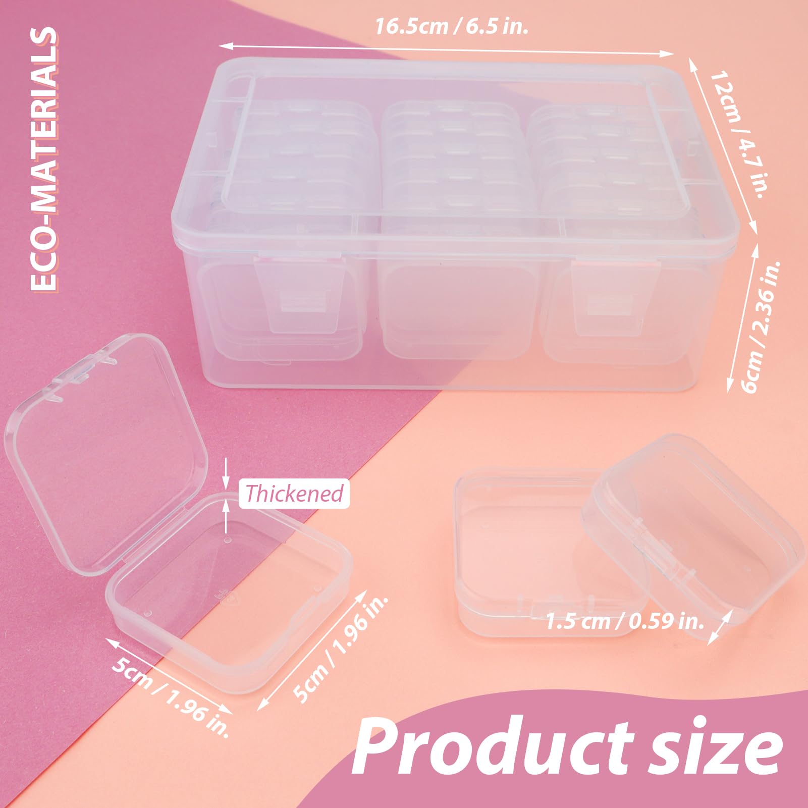 Moon Magpie Bead Organizers Box, Plastic Storage Cases Mini Clear Bead Storage Containers Transparent Boxes with Hinged Lid and Rectangle Clear Craft Case