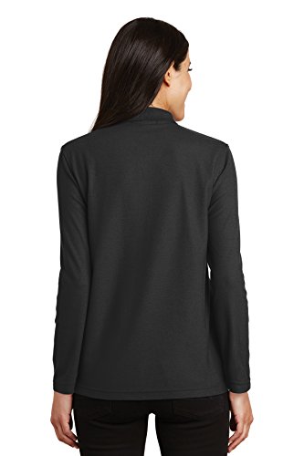 Port Authority Ladies Silk Touch Long Sleeve Polo M Black