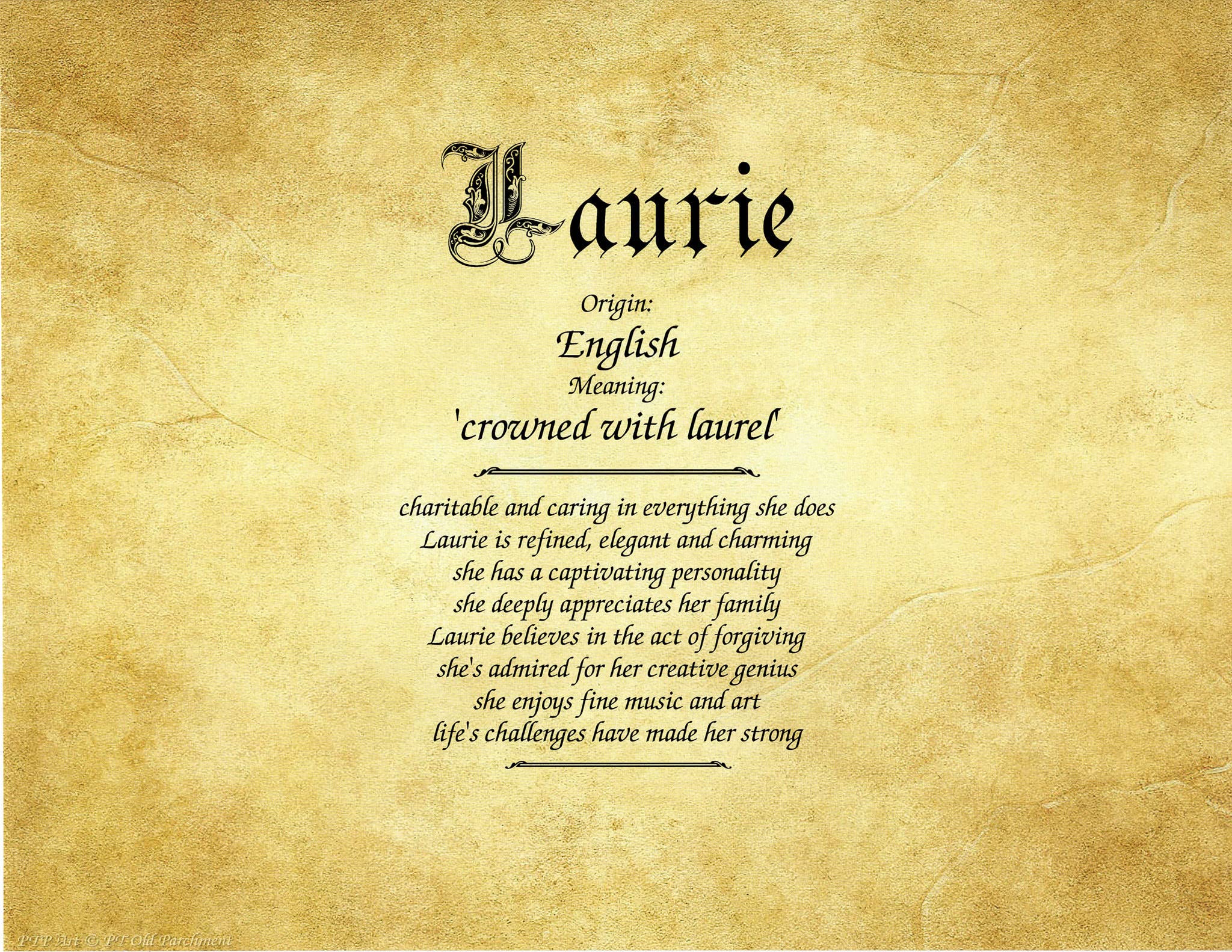 OLD PARCHMENT - Personalized ANY First Name Meaning Keepsake Print 8.5 x 11 | Artwork Home Decor Kids Room Brown 8.5 x 11 Inch