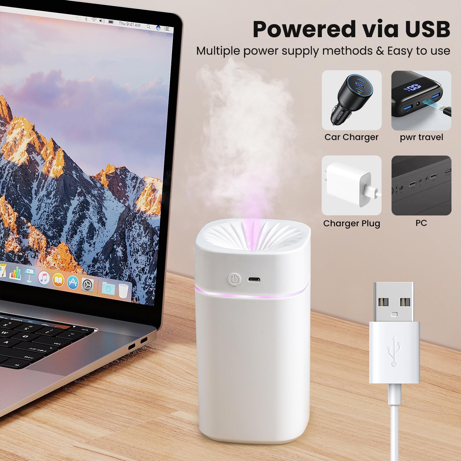 Mini Humidifier,Small Cool Mist Humidifier,Rechargeable Desktop Humidifier For Baby Bedroom, Travel Office Home Car Humidifier, Super Quiet, Blue