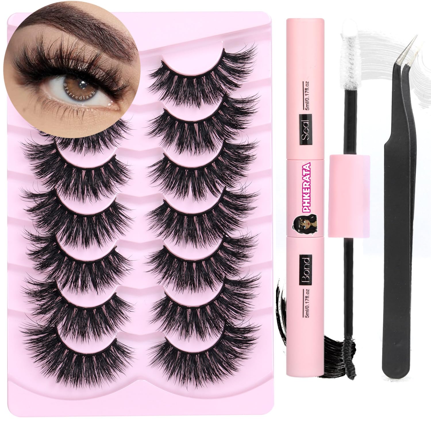 Mink Lashes Clusters Kit Natural Fluffy Eyelash Extension Kit Wispy Cat Eye lashes That Look Like Extensions Volume 15MM Lashes by PHKERATA