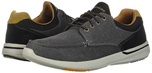 Skechers Men's Relaxed Fit-Elent-Mosen Boat Shoe, Black, 9.5 M US
