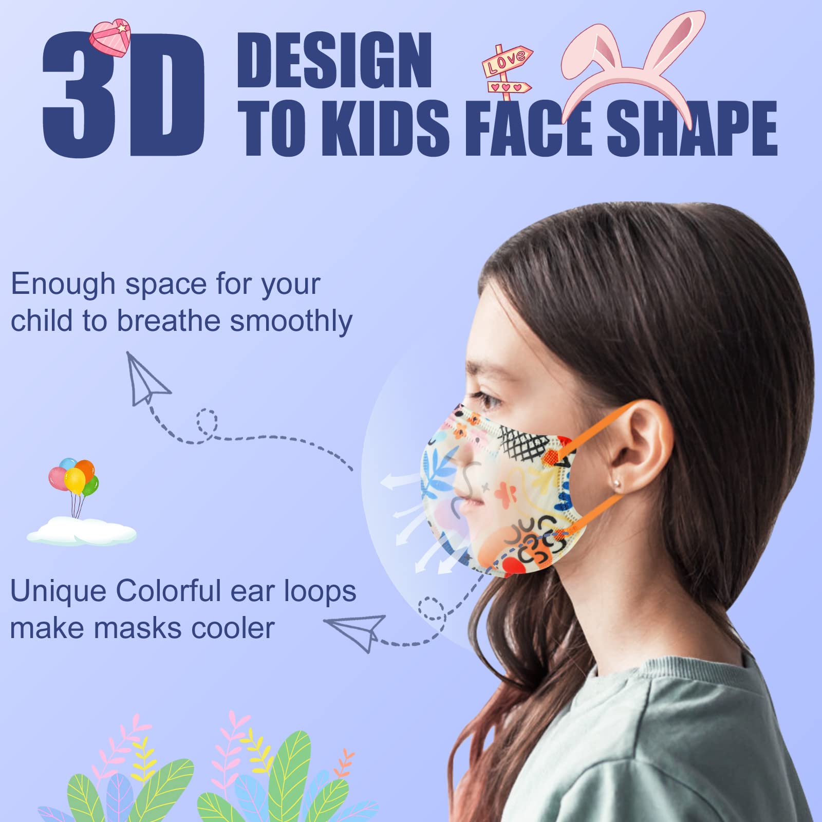 Kids KN95 Face Mask, 30 Pack KN95 Mask for Kids 5 Layers face Mask with Elastic Ear Loop, Multicolor Disposable Face Masks Respirator Protection for boys girls