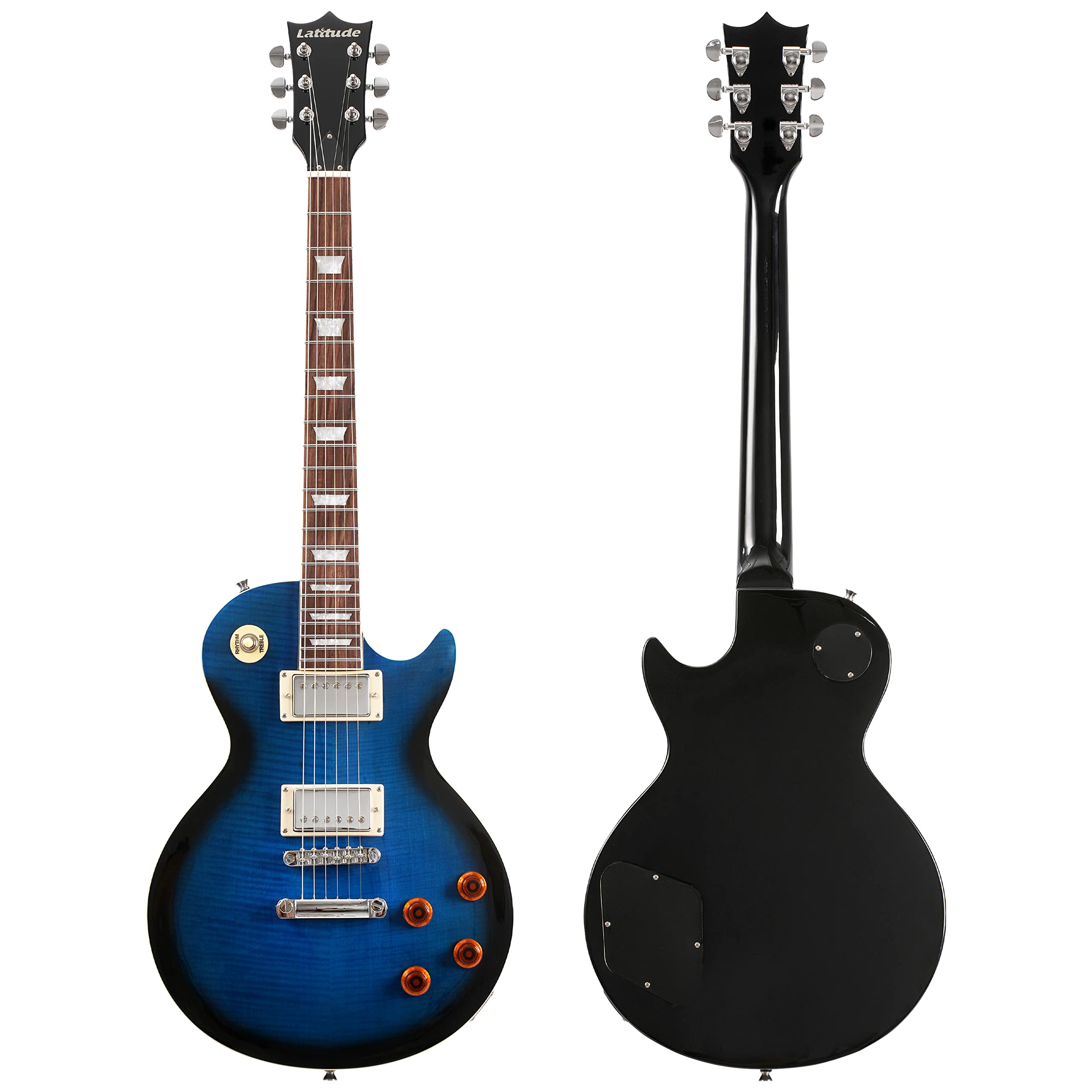 Latitude NW-1915 Les Paul Electric Guitar 6 String Single Cut with Dual Humbuckers Solid Body LP Style Guitar (Blue)