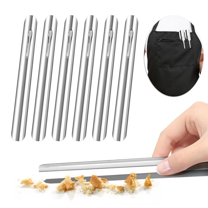 Tophoniex 6PCS Restaurant Crumb Sweepers Table Crumb Sweepers Stainless Steel Table Crumb Scraper for Restaurants Homes, Crumber tool for Servers, Waiters, Waitresses(Silver)
