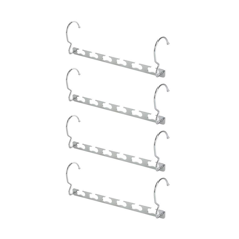 TOPIA HANGER Closet Hangers Space Saving, Heavy Duty Chrome Clothes Hanger Organizer, Multifunctional Hangers for Closet with Wider Wavy Slots and Hooks 4pcs, CT11C