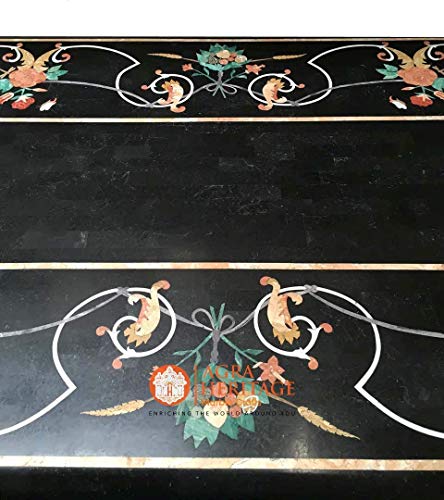 Marble Conference Dining Table Top Marquetry Inlay Floral Furniture Decor | 60"x36" Inches