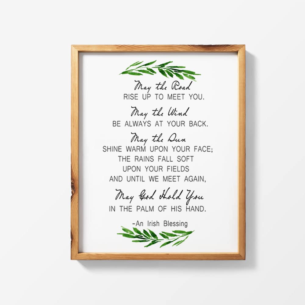 May The Road Rise Up To Meet You, Irish Blessing Print, Irish Prayer, Ireland Gift, Christian Gift, Wedding Gift, Green Wall Art Watercolor 8 x 10 Inches Frame NOT INCLUDED
