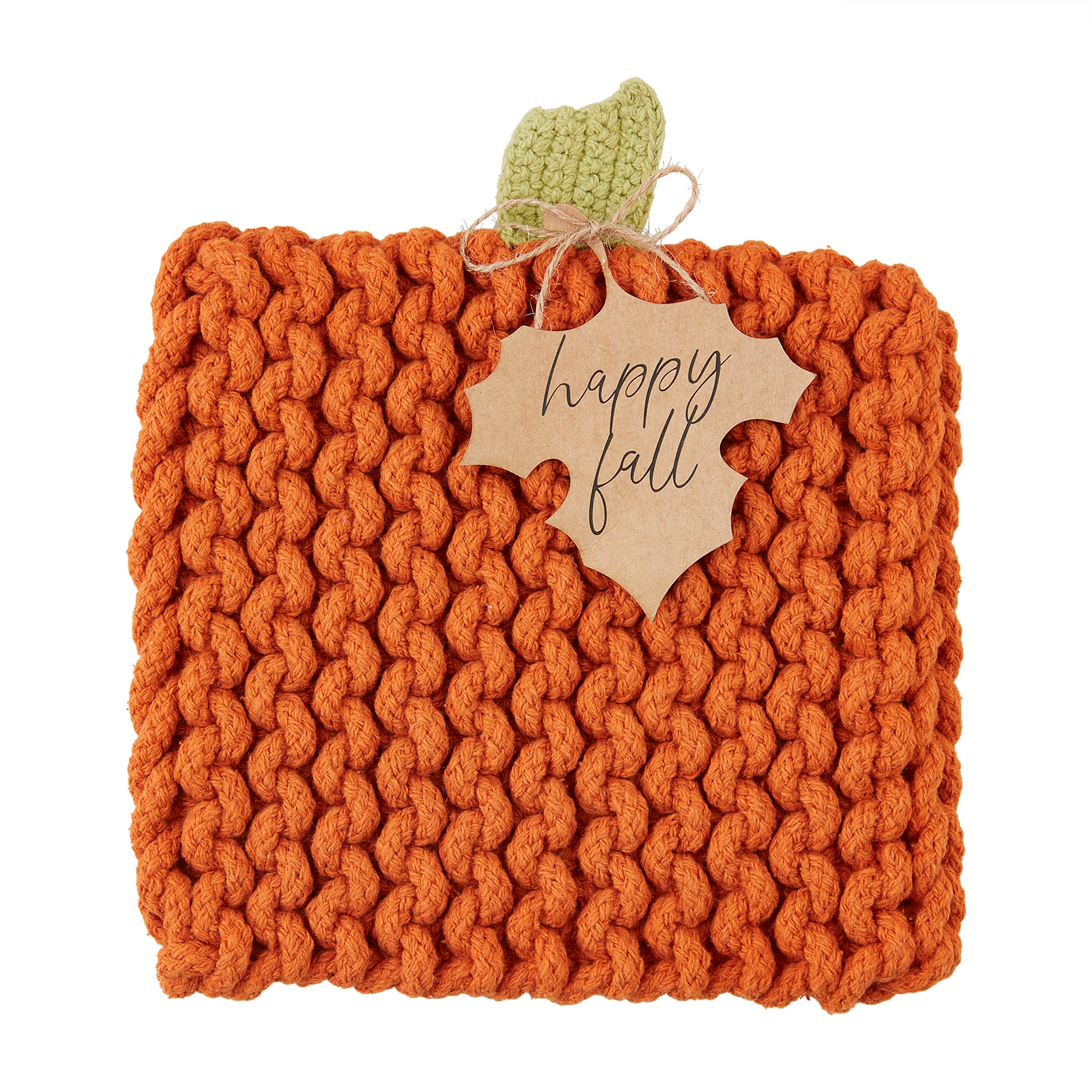 Mud Pie Orange Pumpkin Knit TRIVET, 9 3/4" x 8"
