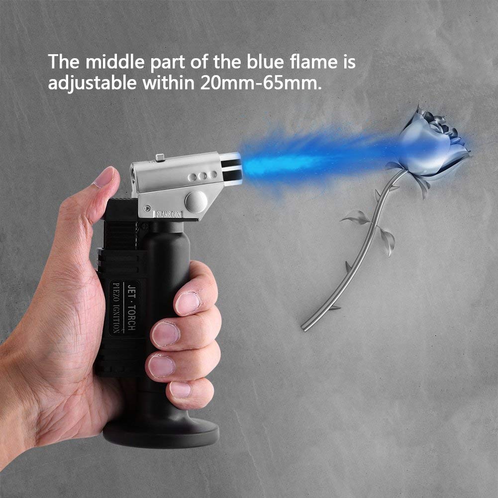 Kitchen Torch, Refillable Butane Torch Lighter Blow Torch with Safety Lock and Adjustable Flame for Baking, Cooking, Gold and Silver Jewelers, Metal Welding(Butane Gas Not Included)