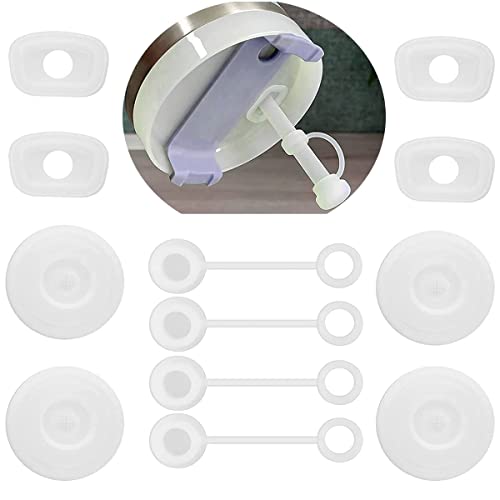 Silicone Spill Proof Stopper Set of 12, Compatible with Stanley Cup 1.0 40oz/ 30oz/ 20oz, Tumbler Accessories, Including 4 Straw Cover Cap, 4 Square Spill Stopper and 4 Round Leak Stopper