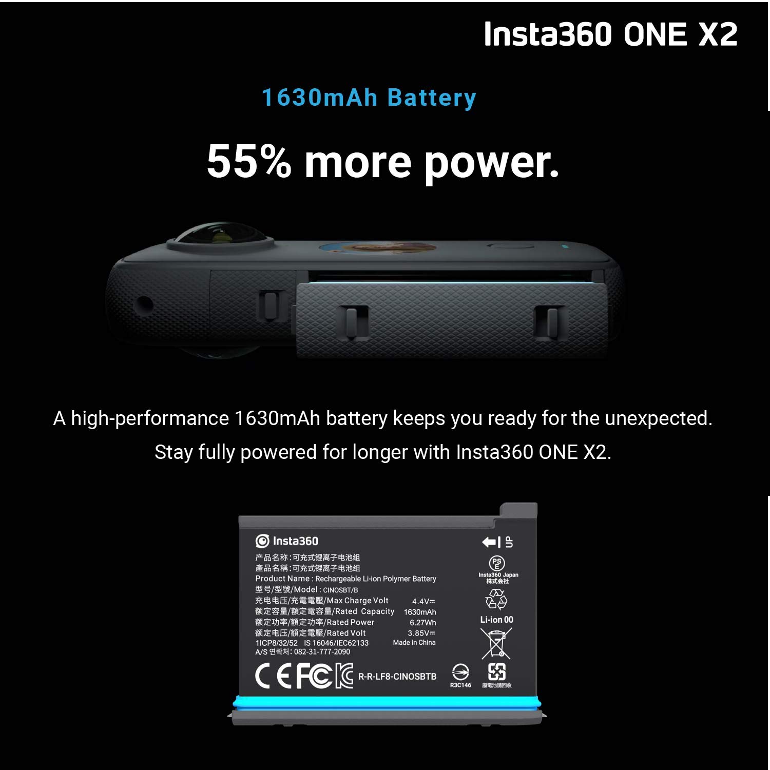Insta360 ONE X2 360 Camera with Touchscreen - 5.7K30 360 Video, Front SteadyCam Mode, 18MP 360 Photo + InstaPano (No Card)