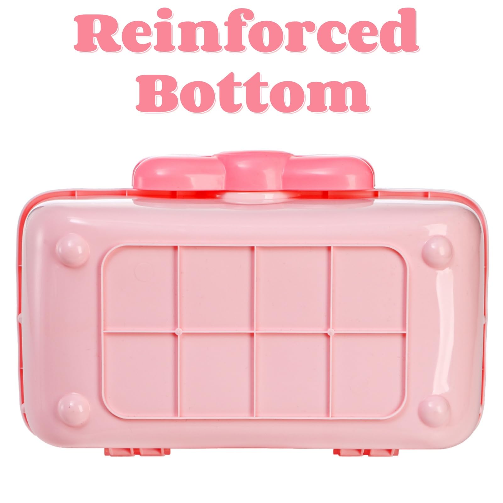 Noamus 11" Three-Layer Multipurpose Storage Box, Clear Plastic Art Craft Organizer, Portable First Aids Case with Handle Trays for Kids, Sewing Makeup Nail Hair Accessories, Home School Office(Pink)