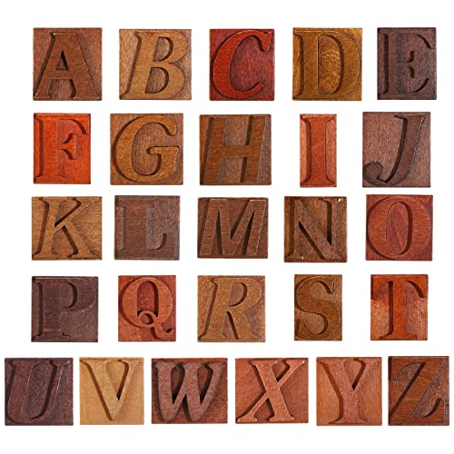 PATIKIL Letter Stamps Wood Rubber Stamp, Character C Vintage Alphabet Stamps Set Wooden Stamp Stamper for Card Making DIY Crafting Scrapbooking, Brown