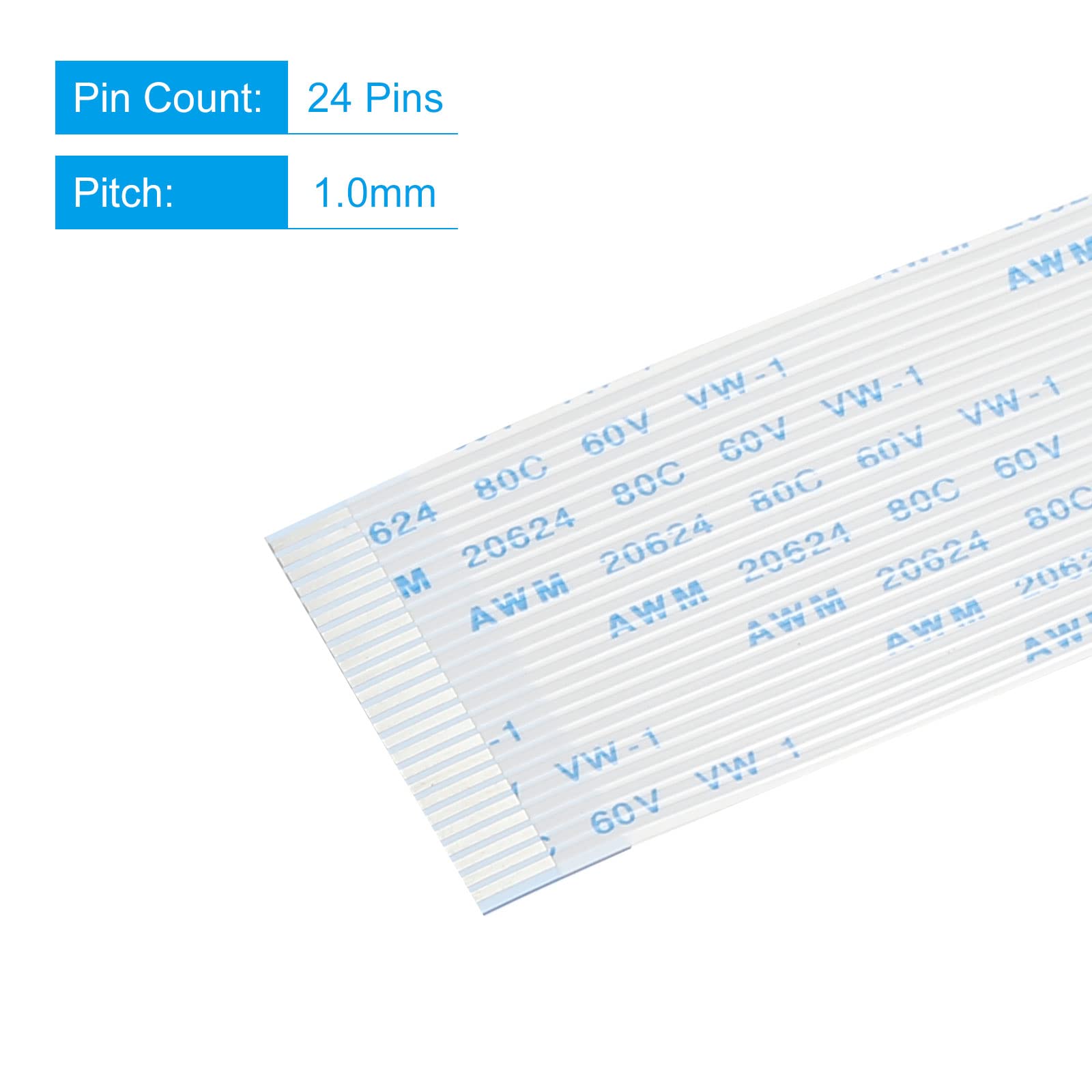 MECCANIXITY Flexible Flat Cable Extension Ribbon Cables 20 Pins 1.0mm Pitch 100mm for 3D Printer, Laptop, Camera, Screen and DVD Player Connector B Type Pack of 5