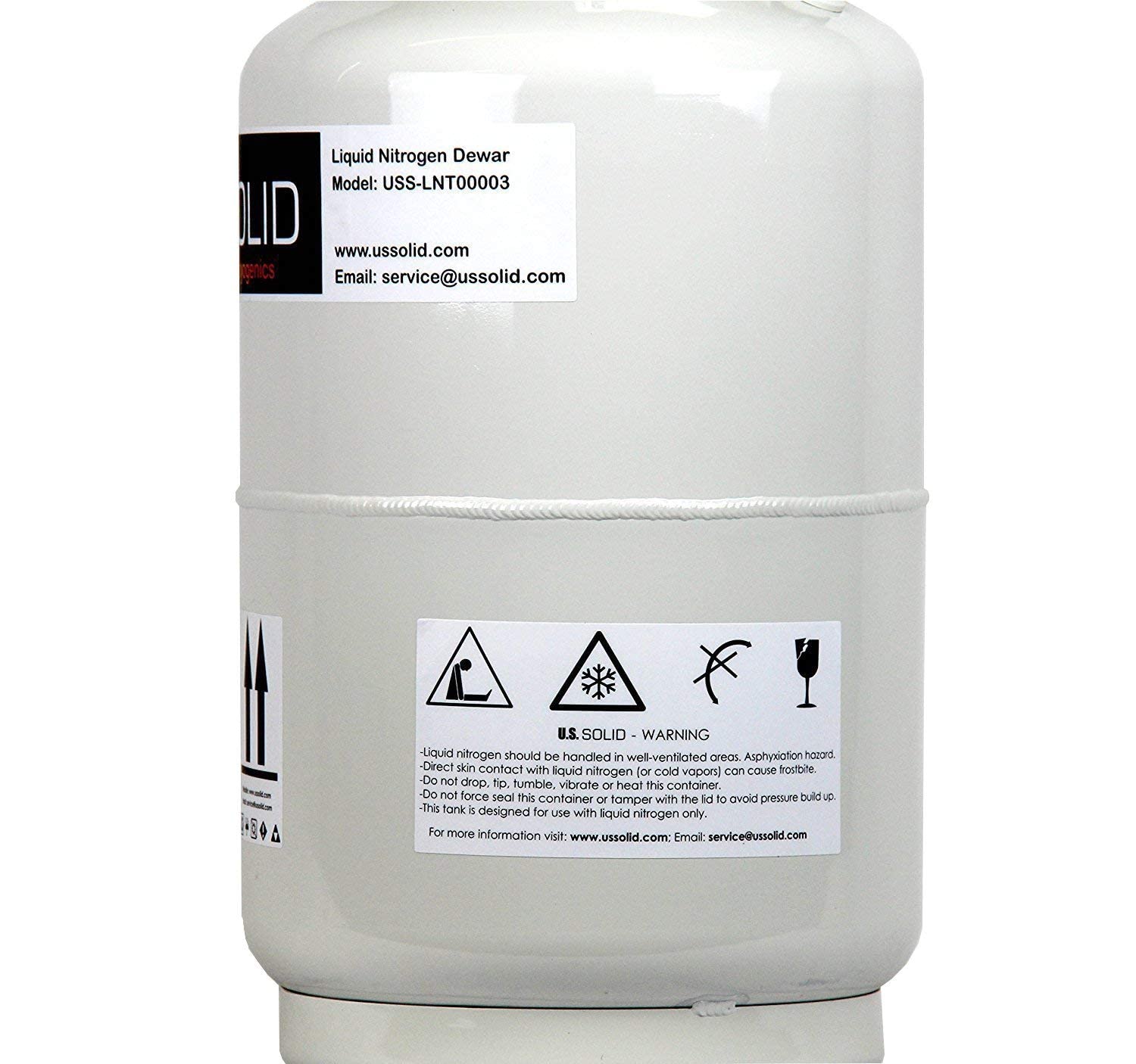 U.S.SOLID 10L Cryogenic Container Liquid Nitrogen LN2 Tank Dewar with Straps 6 Canisters