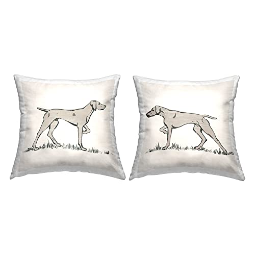 Stupell Industries Hunting Dog Casual Animal Nature Design by Grace Popp Throw (Set of 2) Pillow, 18 x 18, Off- White