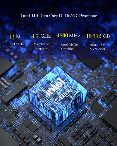 Mini PC, 11th Intel i7-1165G7(up to 4.7GHz) Mini Desktop Computer 16GB DDR4 512GB M.2 NVMe SSD Mini Computers Windows 11 Pro, 8K Thunderbolt 4 HDMI DP, WiFi 6 BT5.2, USB 6 Ports