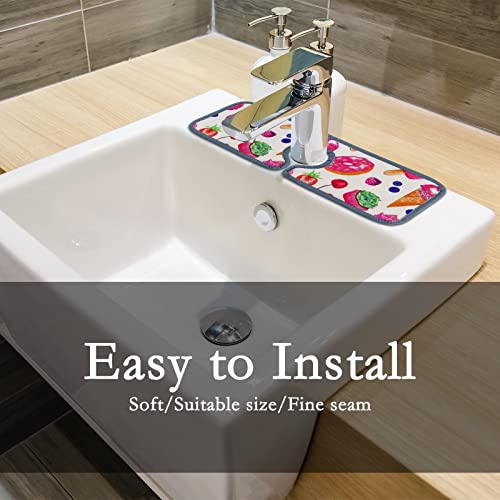 Kitchen Faucet Absorbent Mat 2 Pieces Ice Cream Fruits Faucet Sink Splash Guard Bathroom Counter and RV,Faucet Counter Sink Water Stains Preventer
