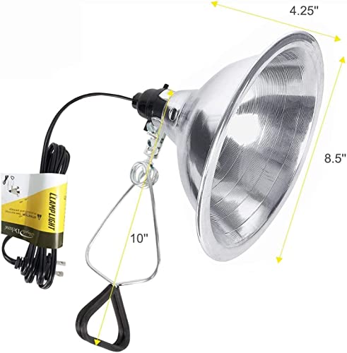Simple Deluxe 150W Reptile Heat Bulb and 8.5 inch Clamp Light, 40-108℉ Digital Thermostat Controller and Thermometer Included, for Amphibian Pet & Incubating Chicken, Silver