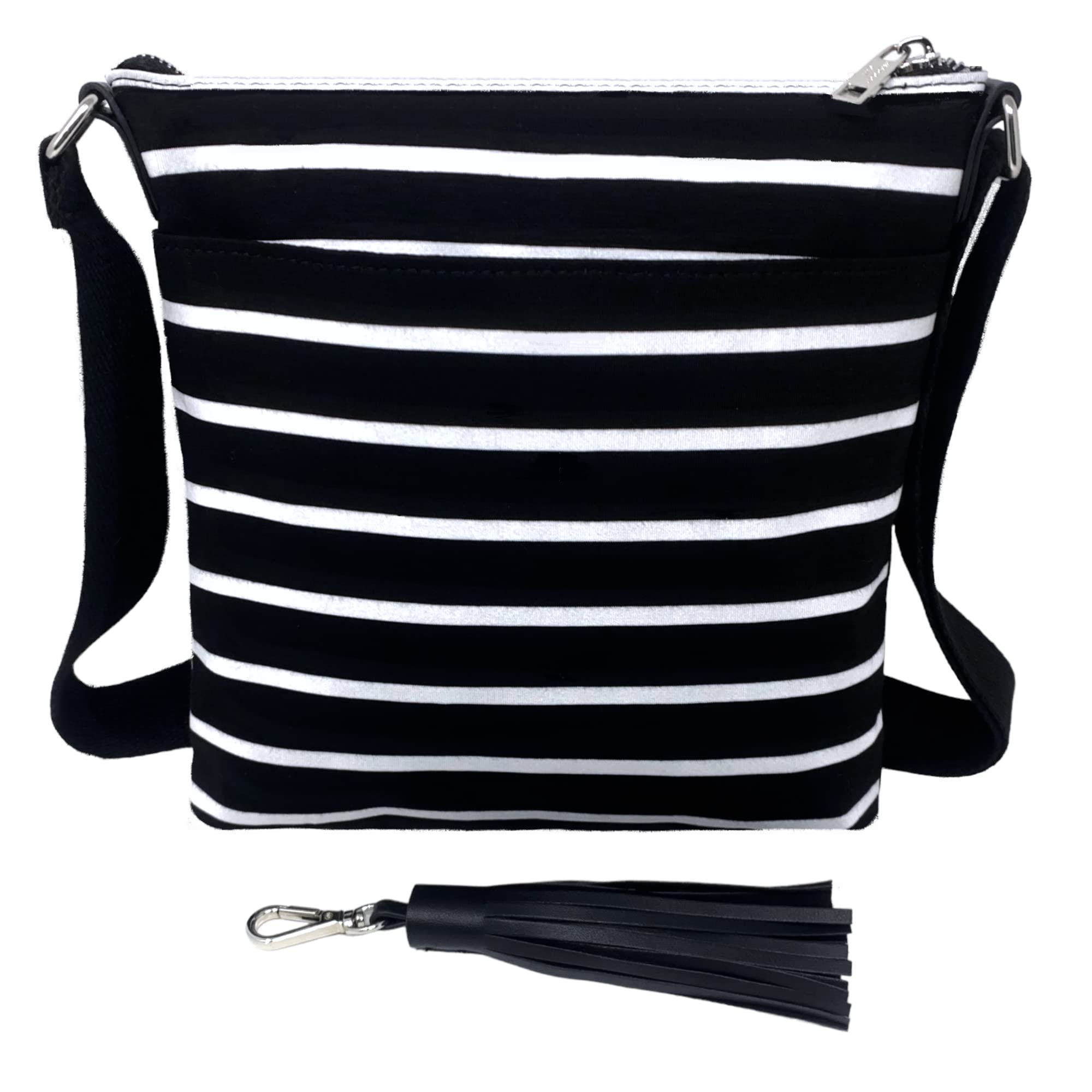 madden girl Striped Crossbody Bag (BLK/WHT)
