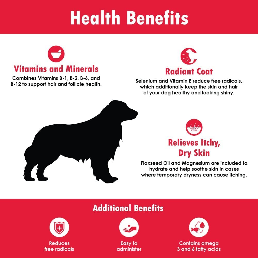 Pet Health Solutions Derm Tabs Extra Strength for Dogs - Natural Oil, Vitamins, Minerals, and Antioxidants - Support Healthy Skin and Reduce Shedding - 360 Chewable Tablets