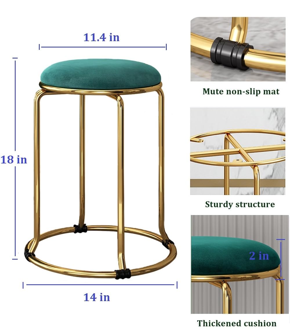 MOGUOBIN Velvet Bar Stool Backless Bar Stools salon backless bar stools Counter Stools Vanity Stools Stackable Round Chairs gold bar stool Dining Chairs Set of 5 Pack/18.1"(H)for Kitchen,Salon,Seminar