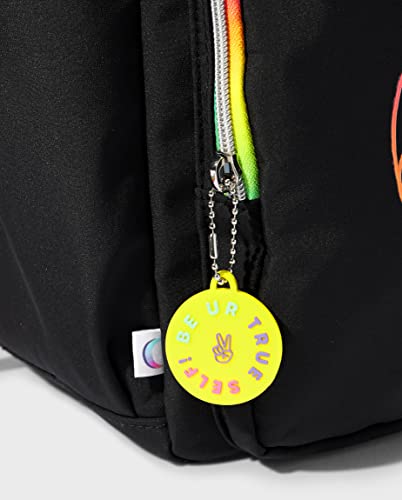 Sugar & Jade Girls' Teen Back to School, Full, Fashion Backpack, Black Multi Smiley, One Size