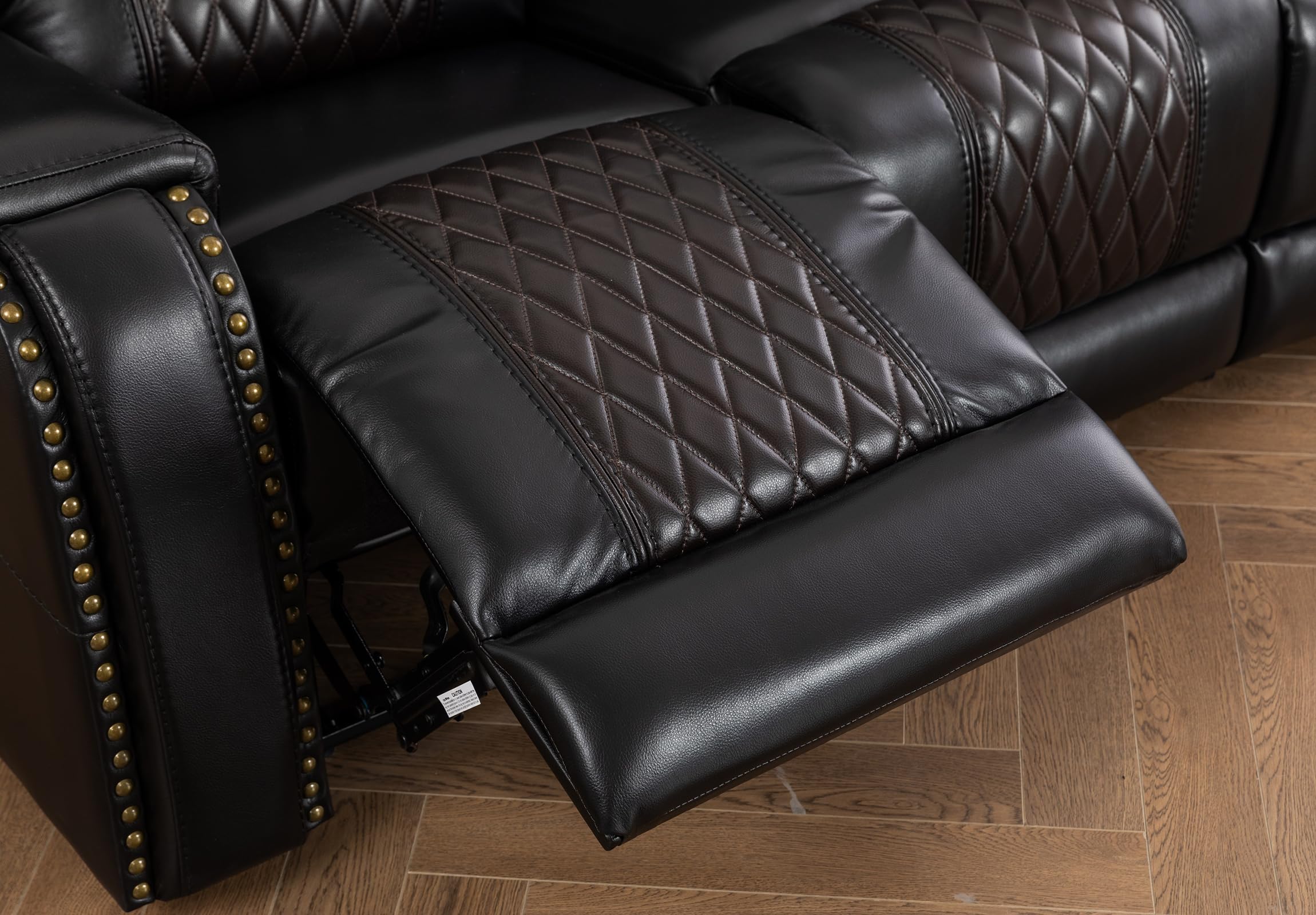 Sectional Manual Recliner Loveseat Couch with Console Table Storage Cup Holders for Living Room Home Theater