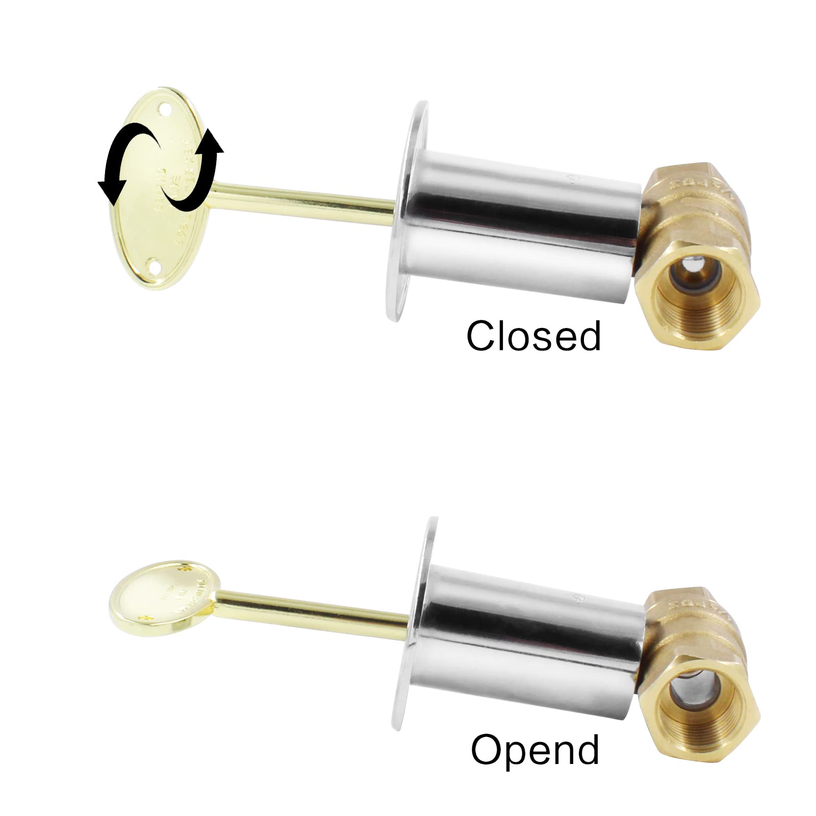 MCAMPAS Replacement Parts Gas Valve Key for Gas Fire Pits and Fireplaces, Polished Brass Replacement Gas Key Fits 1/4" Turn Ball Valve 3β Long of 2 Pack