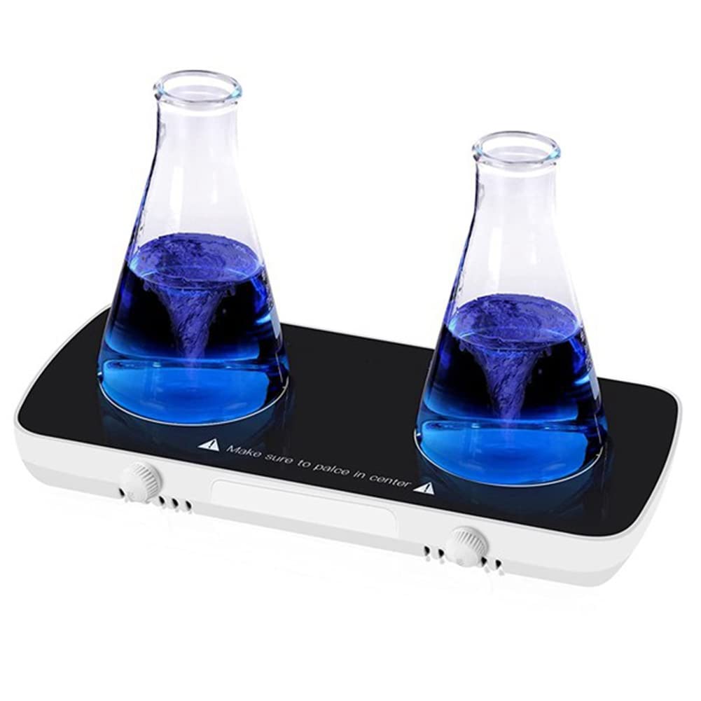 MECHPLOW Magnetic Stirrer with Stir Bar,2 Working Panel Lab Mixer,1L+1L Capacity,0-4000RPM Adjusat Speed