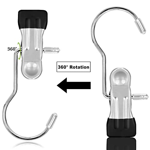 ODILCO Black Boot Hanger Clips, 24PC Hook Clips Hold, Hanging Clothes Pins Hooks - Portable Stainless Steel Home Travel Hangers Clips