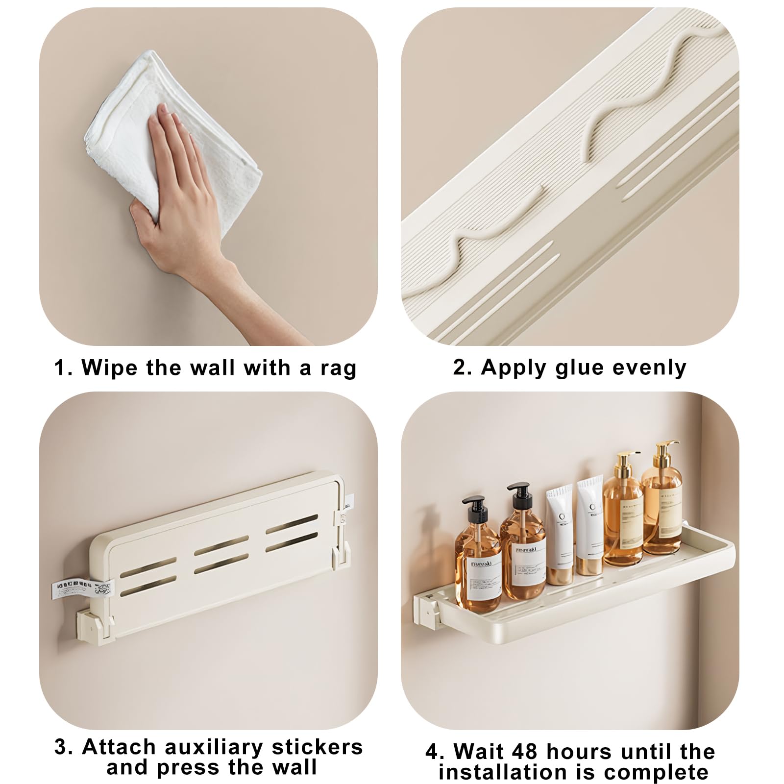 QruiLanTu 2Pack Bathroom Shelves Wall Mounted Aluminum Foldable Shelf 12inch Floating Shelves Set for Bedroom Living Room Kitchen RV Shelf (White)