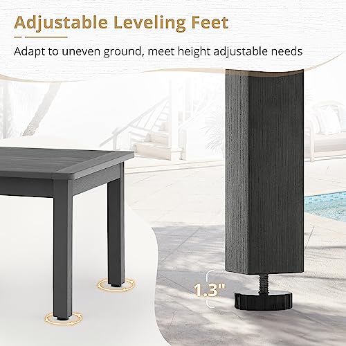 LUE BONA Outdoor Coffee Table, HDPS Patio Coffee Tables for Outside Rectangle, Patio Table for Deck, Pool, Balcony, Indoor or Outdoor Use, Dark Gray