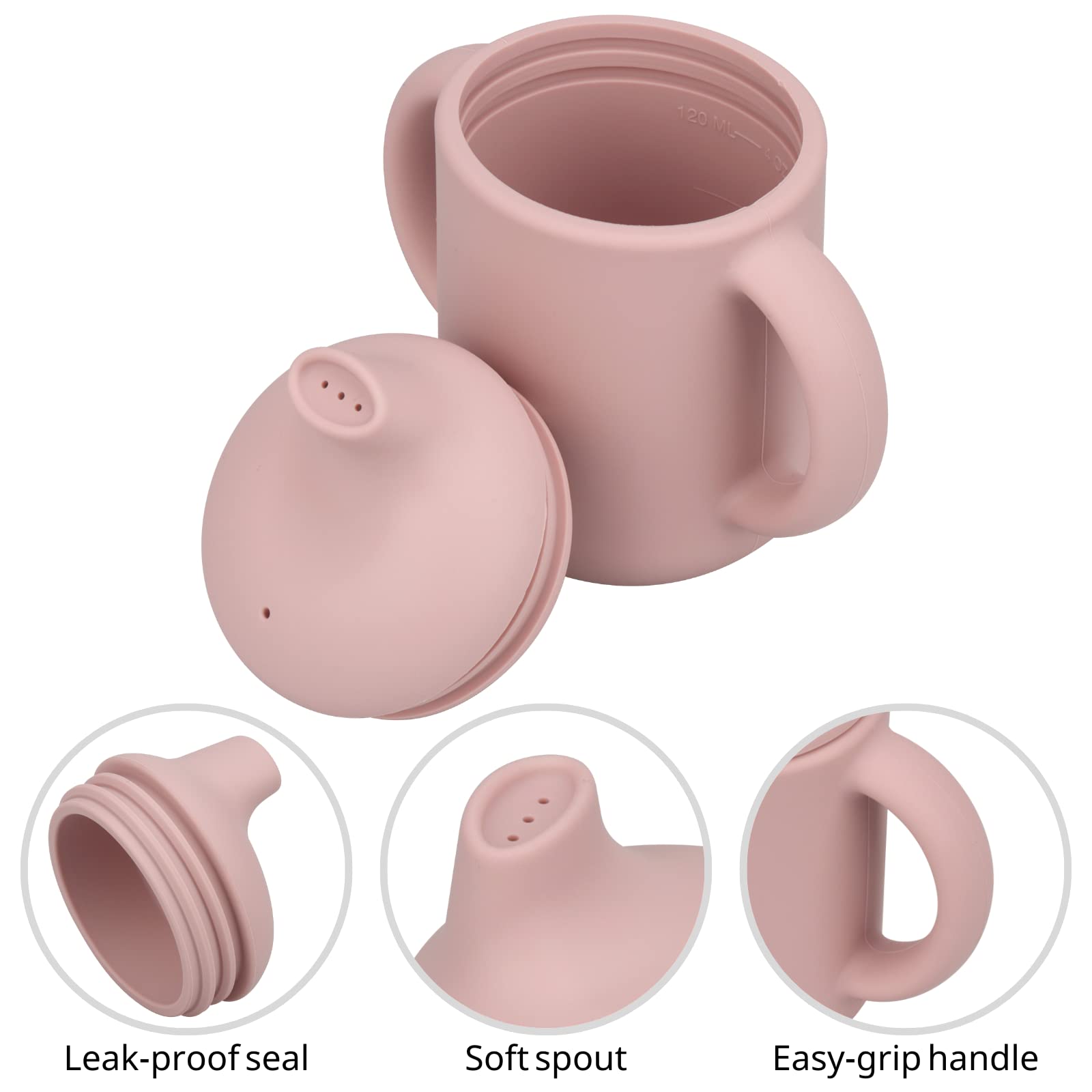 Mintlyfe Baby Sippy Cup, Silicone Trainer Cup Toddler for Boys and Girls, Unbreakable, Spill Proof and Two Handle Learner Cup Sippy Cup for Toddlers, 4oz (Sage)