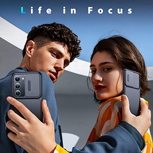 Simtect Compatible with Samsung Galaxy S23 Case with Camera Cover [12FT Mil-Grade Shockproof] [Anti-Scratch& Anti-Fingerprint]Slim Protective Silicone Bumper Phone Case for Samsung S23 Case 6.1" Black