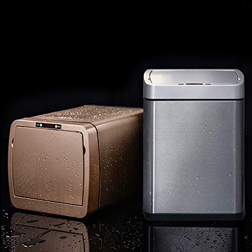 Slim Smart Trash Can Simple Induction Trash Can Household Trash Bin with Lid Smart Living Room Kitchen Large Capacity Trash Can (Silver/Gold) Bathroom Trash Can (Capacity : 22L, Color : Gold)