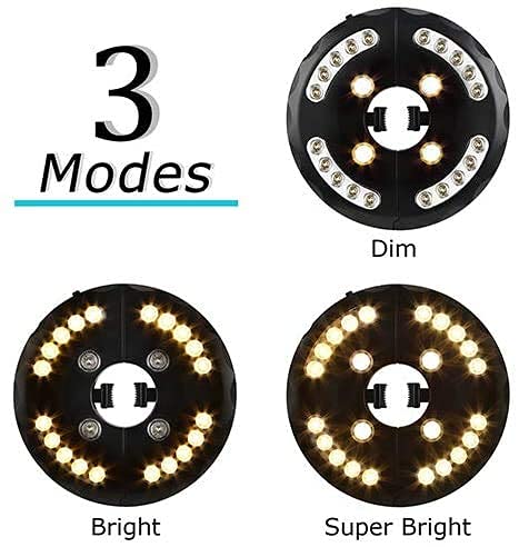 Patio Umbrella Light Warm White 3 Lighting Modes Cordless 24 LED Lights,4 AA Battery Operated Umbrella Pole Light for Patio Umbrellas Camping Tents or Outdoor Use