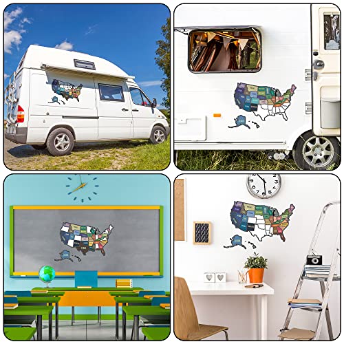 Summer RV State Pure Pattern Travel USA Map Sticker, United States Stickers Vinyl Map RV Decals Travel Trailer Camper Map of America Waterproof Decals for Window, Door or Wall, Pure Pattern States Map Decal Trip Camper Trailer Accessories