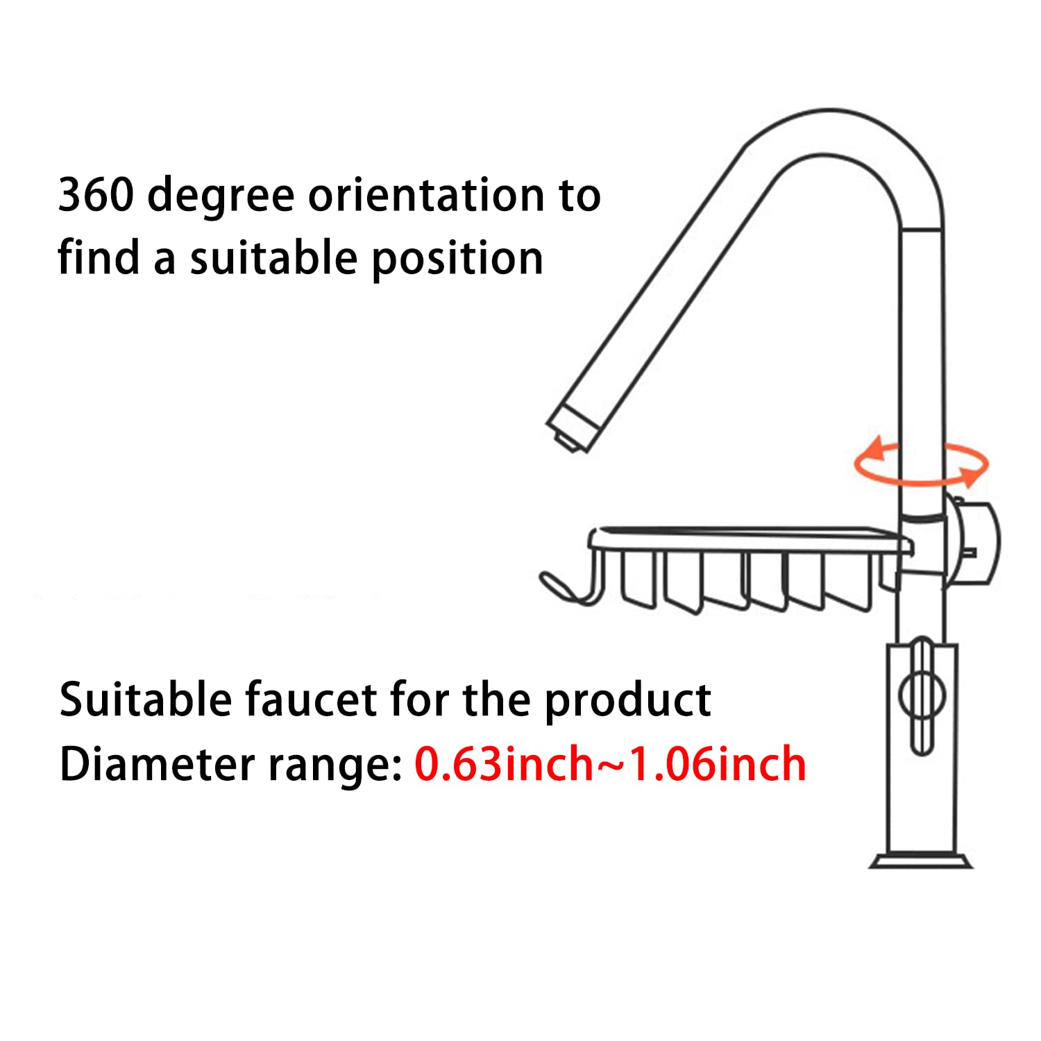 Tfulad Sponge Holder Over Faucet Kitchen Sink Caddy Organizer, Stainless Steel Faucet Rack for Soap, Shampoo, Shower Caddy Shelf,Scrubbers