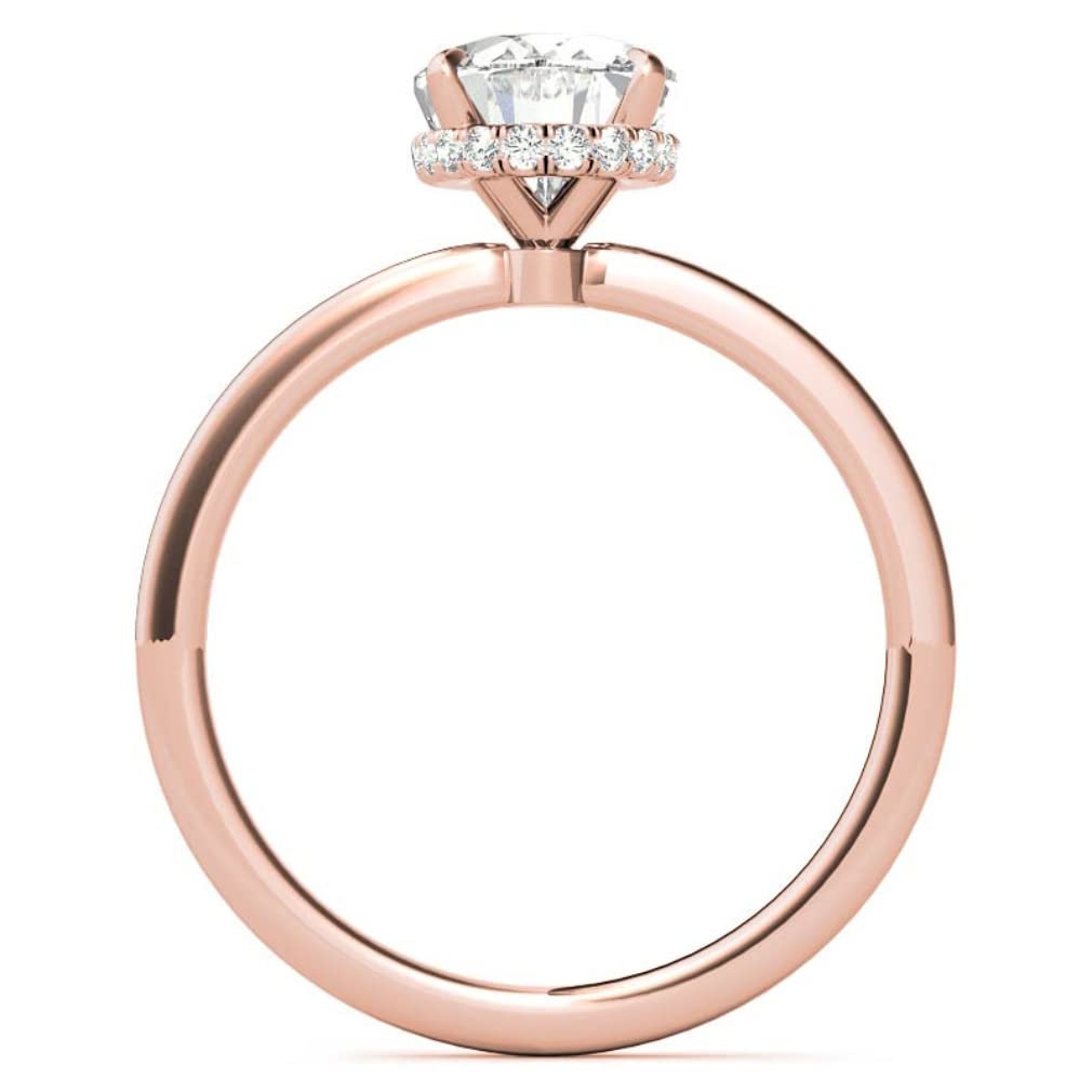 Moissanite Solitaire Engagement Ring Set 2 CT Oval Cut Moissanite Bridal Wedding Ring Set for Women Handmade VVS Colorless (14K Solid Rose Gold)