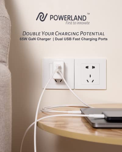 Powerland USB C GaN Charger 33W Usmile33 Ultra-Thin, PD PPS Fast Charger Adapter Compatible with iPhone 14/13/12,Pixel,Galaxy,iPad/iPad Mini,Galaxy S Series, MacBook Pro/Air and More (with Cable)