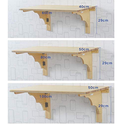 PIBM Stylish Simplicity Shelf Wall Mounted Floating Rack Solid Wood Computer Desk Table Dining Againstfoldable,3 Sizes, Wood , 100x50x29cm