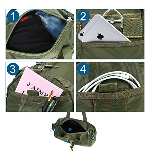 Small Duffle Bag Military Gym Bags 16 Inchs Equipment Bag for Weekender Overnight Tactical Workout Bag Travel Carry On Bag Lightweight with Pockets for Men Women Green