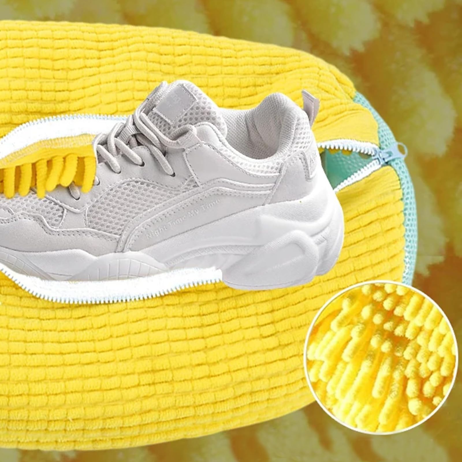 Shoe Laundry Bag for Washing Machine,Shoe Cleaning Bag,Shoes Wash Bags,Sneaker Mesh Washing Bag,shoe Cleaning Laundry ,Shoes Laundry Bag Sneaker Washing Bag for 360° Cleaning White Shoes (Yellow 1PC)
