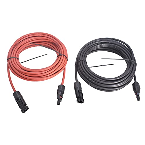 Kimllier 20FT Solar Panel Extension Cable Wire with Male and Female Connector Black and Red 12AWG
