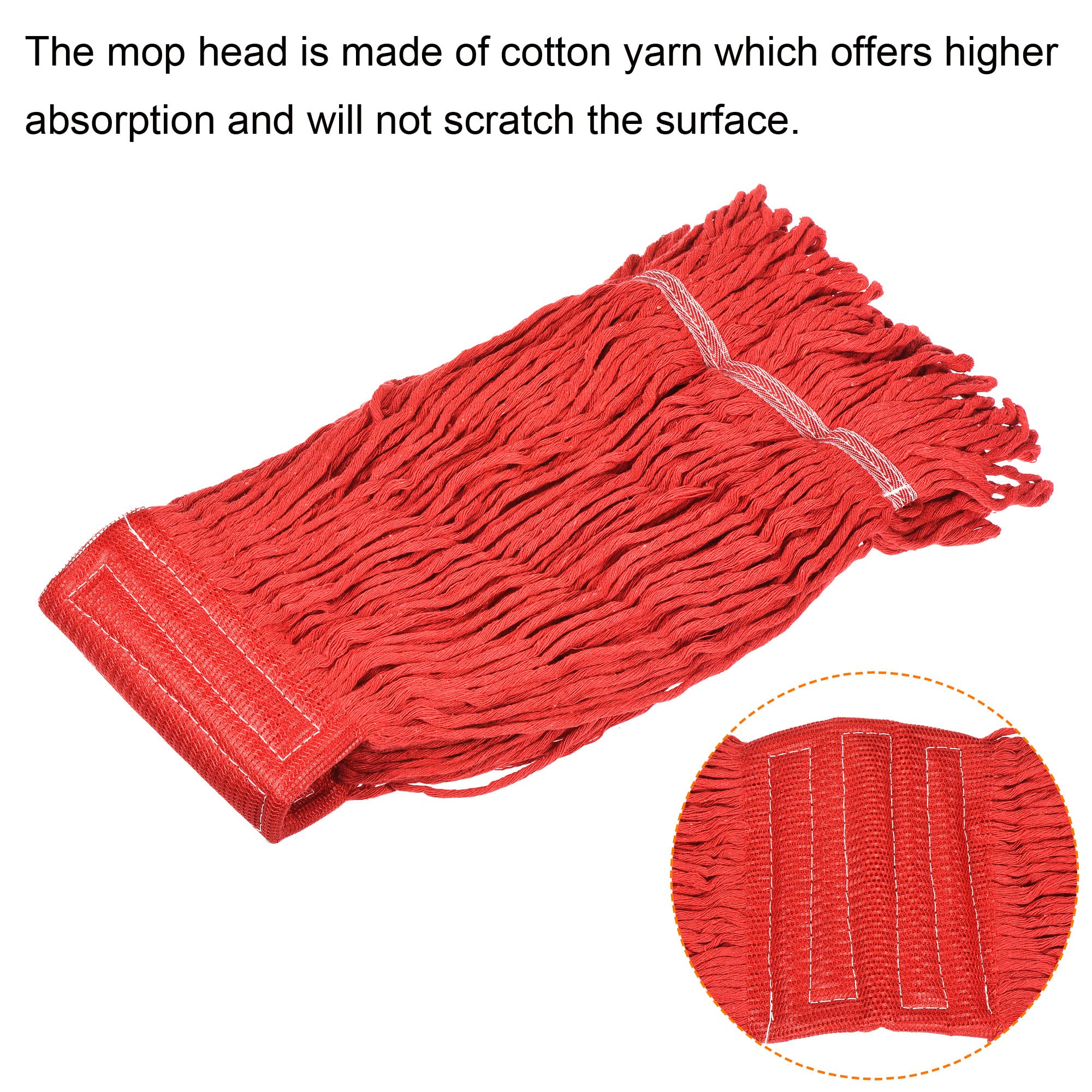 MECCANIXITY Commercial Mop Heads Replacement 40x27cm Cotton Yarn for Wet/Dry Mop Floor Cleaning Pads, Red Pack of 2
