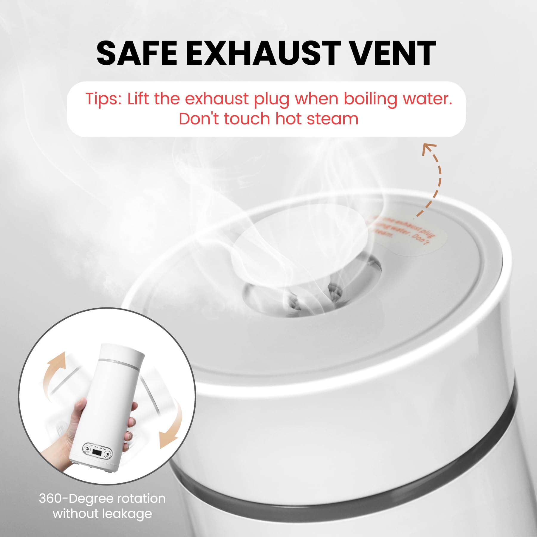 Travel Electric Tea Kettle Portable Small Mini Coffee Kettle, HELlME Water Boiler with 4 Variable Presets, Personal 304 Stainless Steel Water Heater with Auto Shut-Off & Boil Dry Protection