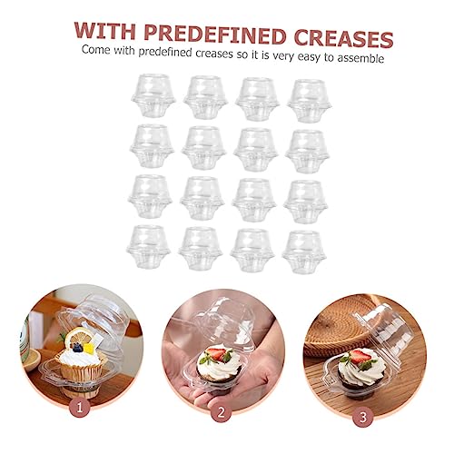 USHOBE 30pcs Cupcake Packing Boxes Cake Blister Box Clear Cake Box Mini Muffins Clear Plastic Containers Cupcake Muffin Holder Cupcake Containers Individual Cupcake Box Food Containers